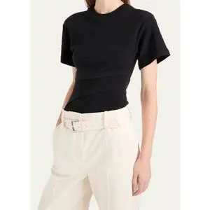 Proenza Schouler Hilma Pleated Cotton-blend Top - Black