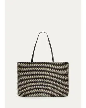 THE ROW Beau Striped Raffia & Leather Tote Bag