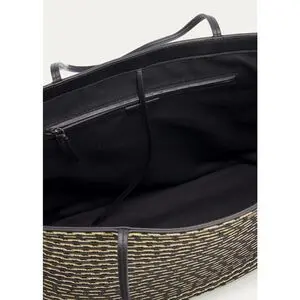 THE ROW Beau Striped Raffia & Leather Tote Bag