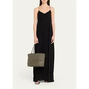THE ROW Beau Striped Raffia & Leather Tote Bag