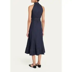 Cinq À Sept Adina Belted Denim Midi Dress