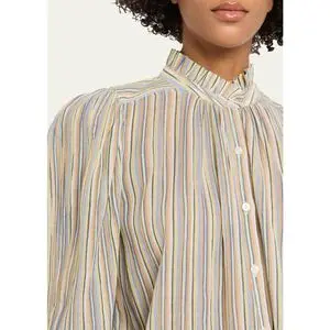 Alix Of Bohemia Annabel Long-sleeve Striped Cotton Blouse