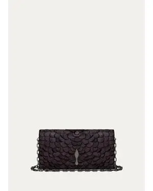 CHRISTIAN LOUBOUTIN Bettina Feather Clutch Bag In Silk Satin