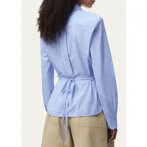 Loewe X Paula's Ibiza Striped Cotton Button-down Wrap Shirt