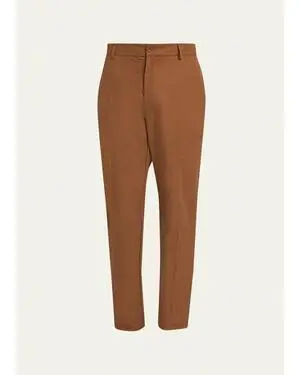 Moncler Cotton Leather-trim Straight Leg Trousers - Cognac