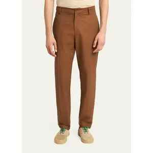 Moncler Cotton Leather-trim Straight Leg Trousers - Cognac