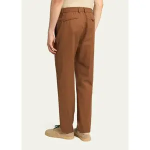 Moncler Cotton Leather-trim Straight Leg Trousers - Cognac