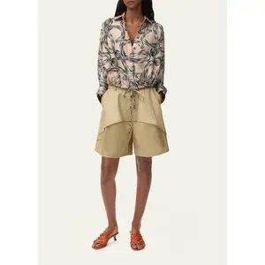 Loewe X Paula's Ibiza Abstract-print Silk Drawstring Balloon Shirt