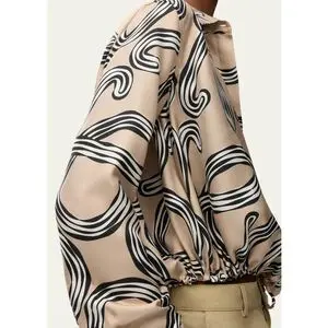 Loewe X Paula's Ibiza Abstract-print Silk Drawstring Balloon Shirt