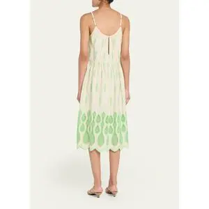 Ramy Brook Sandra Embroidered Midi Dress - Bright Lime