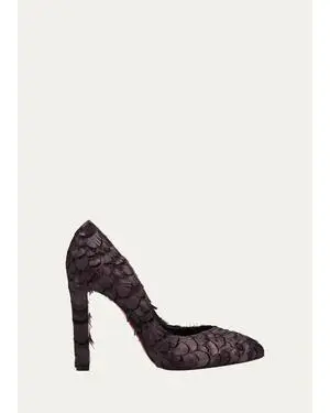 CHRISTIAN LOUBOUTIN 100mm Fanny Silk Feather Pumps - Black
