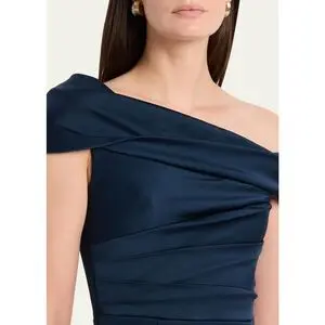 Rebecca Vallance Lessa Asymmetric Draped Midi Dress