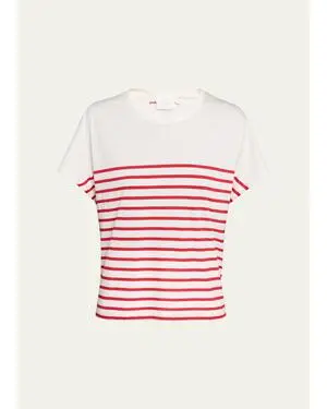 Majestic Filatures Striped Organic Cotton Crewneck Top