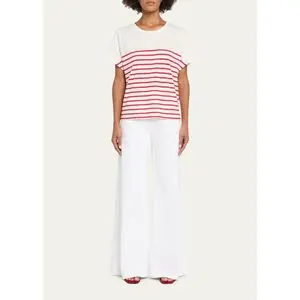 Majestic Filatures Striped Organic Cotton Crewneck Top