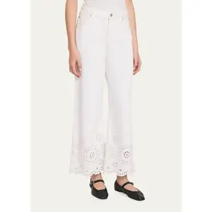 FRAME The Eyelet Wide-flare Jeans