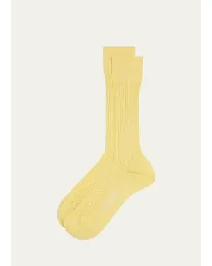 Pantherella Danvers Ribbed Cotton Mid-calf Socks Citrine