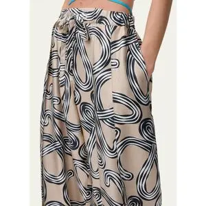 Loewe X Paula's Ibiza Abstract-print Silk Wide-leg Pull-on Trousers