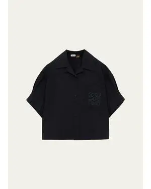 Loewe X Paula's Ibiza Anagram Short-sleeve Button-down Shirt