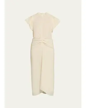 Isabel Marant Étoile Terena Gathered Waist Midi Dress - Ecru
