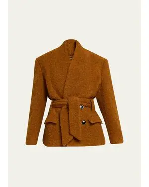 Isabel Marant Étoile Syndra Boucle Belted Oversized Wrap Jacket