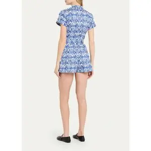 Alice + Olivia Lucy Roll-sleeve Romper