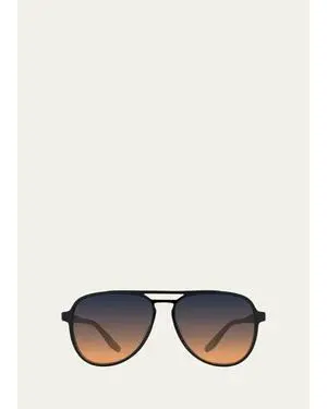 Barton Perreira Hartmann 55mm Acetate Aviator Sunglasses - Black
