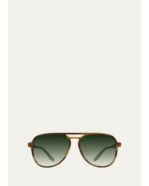 Barton Perreira Hartmann 55mm Acetate Aviator Sunglasses - Tortoise