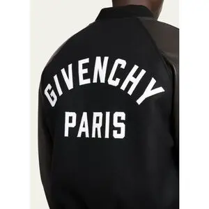 Givenchy Mixed Material Wool And Leather Bomber Jacket - Black Multi