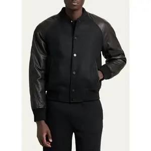 Givenchy Mixed Material Wool And Leather Bomber Jacket - Black Multi