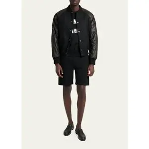 Givenchy Mixed Material Wool And Leather Bomber Jacket - Black Multi