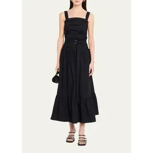 Proenza Schouler White Label Miranda Belted A-line Maxi Dress - Willow Mul