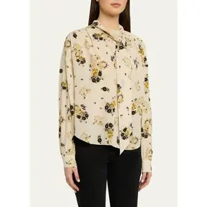 Isabel Marant Étoile Fedry Floral-print Silk Neck-scarf Blouse