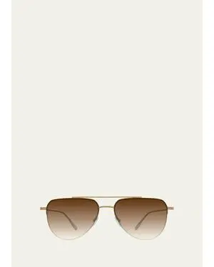 Barton Perreira Mcnair 55mm Titanium Aviator Sunglasses - Gold