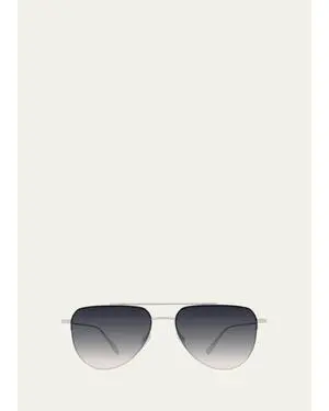 Barton Perreira Mcnair 55mm Titanium Aviator Sunglasses - Platinum