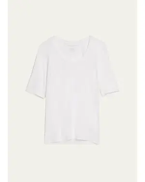 Majestic Filatures Elbow-sleeve Scoop-neck Shirt - Blanc