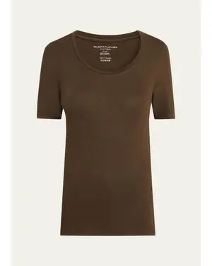 Majestic Filatures Elbow-sleeve Scoop-neck Shirt Tonka