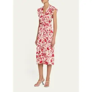 Isabel Marant Étoile Lyndsay Floral Burnout Flutter-sleeve Midi Dress - Ecru/pink
