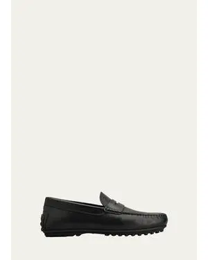TOD'S Leather Moc-toe Penny Loafers - Nero