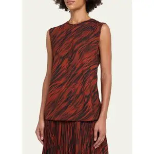 Proenza Schouler White Label Megan Sleeveless Printed Twill Top