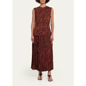 Proenza Schouler White Label Megan Sleeveless Printed Twill Top