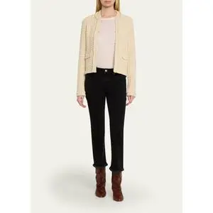 Isabel Marant Étoile Hortense Windowpane Knit Collarless Jacket - Ecru