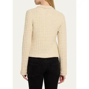 Isabel Marant Étoile Hortense Windowpane Knit Collarless Jacket - Ecru