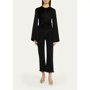 Isabel Marant Étoile Neame Draped Satin Flare-sleeve Top
