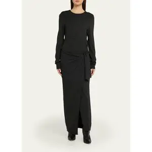 Isabel Marant Étoile Jozira Button-shoulder Wrap Maxi Sweater Dress