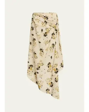 Isabel Marant Étoile Faniry Floral Asymmetric Silk Skirt