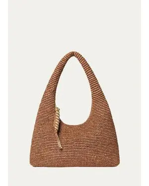 LOEFFLER RANDALL Willow Woven Raffia Hobo Bag - Brown