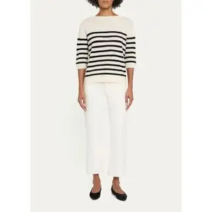 Majestic Filatures Merino Extrafine Striped Crewneck Sweater