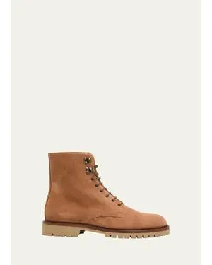 Brunello Cucinelli Suede Lug-sole Lace-up Boots