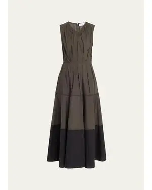 Proenza Schouler White Label Kailey Tiered Poplin Maxi Dress - Willow/black