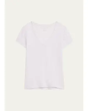 Majestic Filatures Short-sleeve Stretch Linen Top - Eau De Per